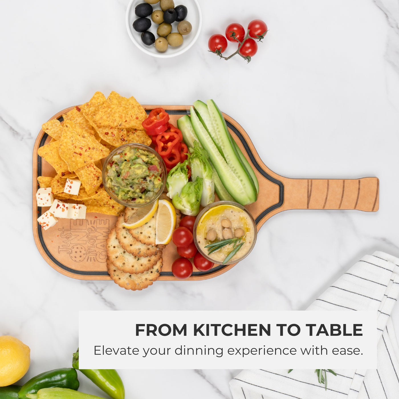 Pickleball Charcuterie Cutting Board -"Just One More Game" — Elihome